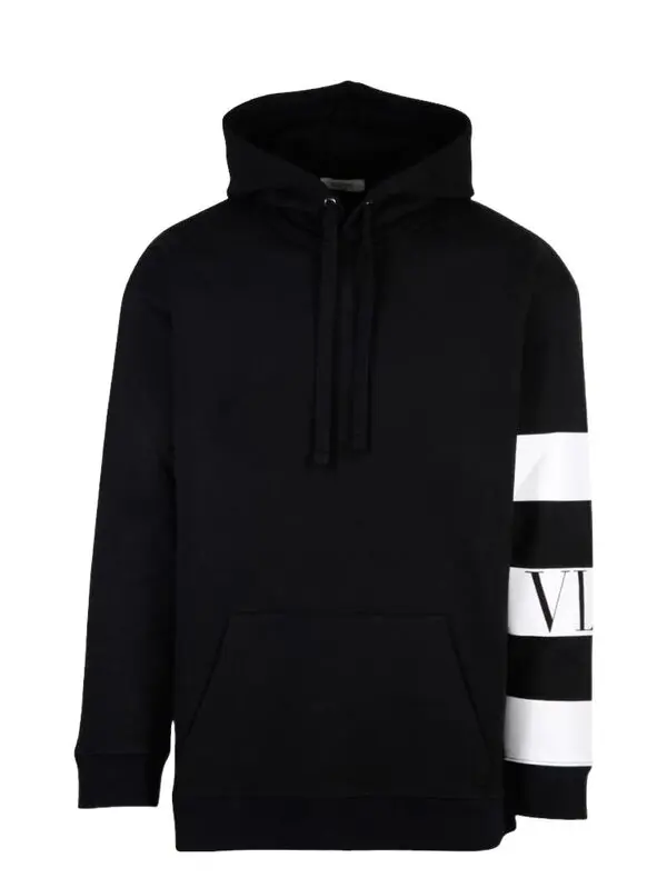 Valentino Garavani Striped Logo Hoodie - Black