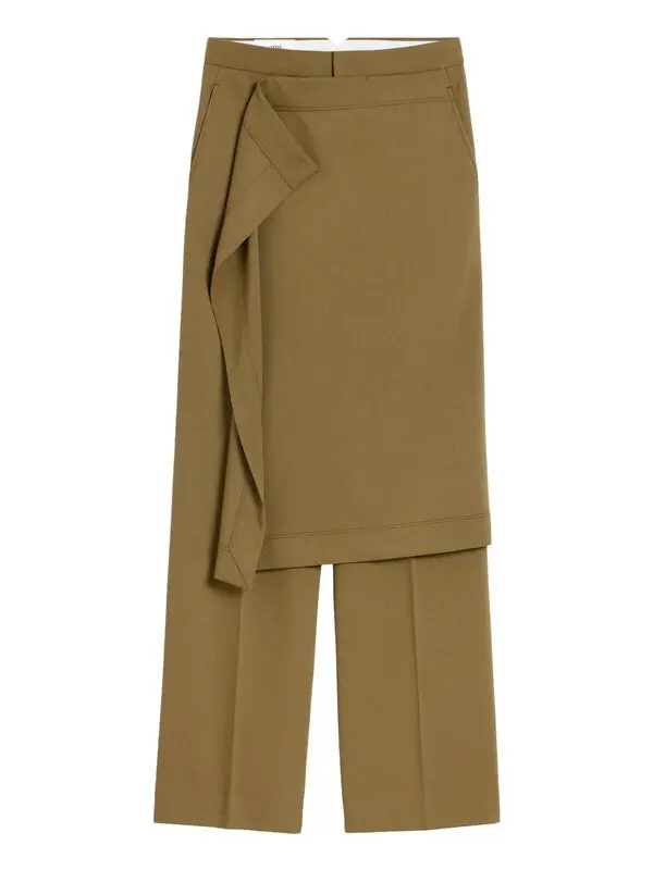 Ami Layered Draped Wool Trousers - Green