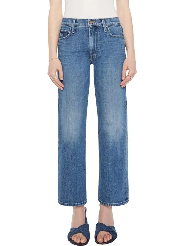 MOTHER The Mid Rise Rambler Zip Ankle Jeans - Blue