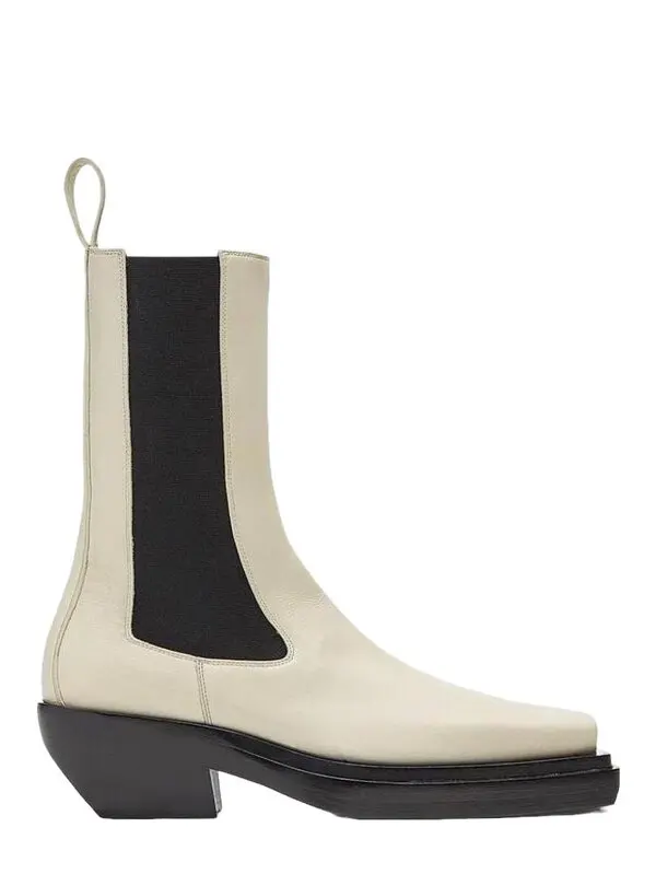 Bottega Veneta Wax White Lean Boots - Nude