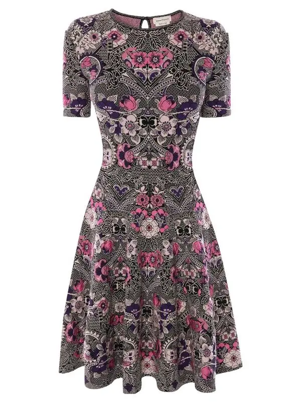Alexander McQueen Jacquard Mini Dress - Black