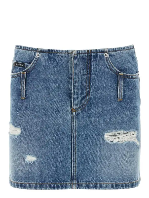 Dolce & Gabbana Distressed Mini Denim Skirt - Blue