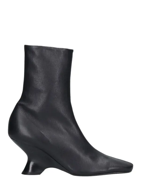 Dries Van Noten Square Toe Ankle Boots With Shaped Heel And Side Zip - Black