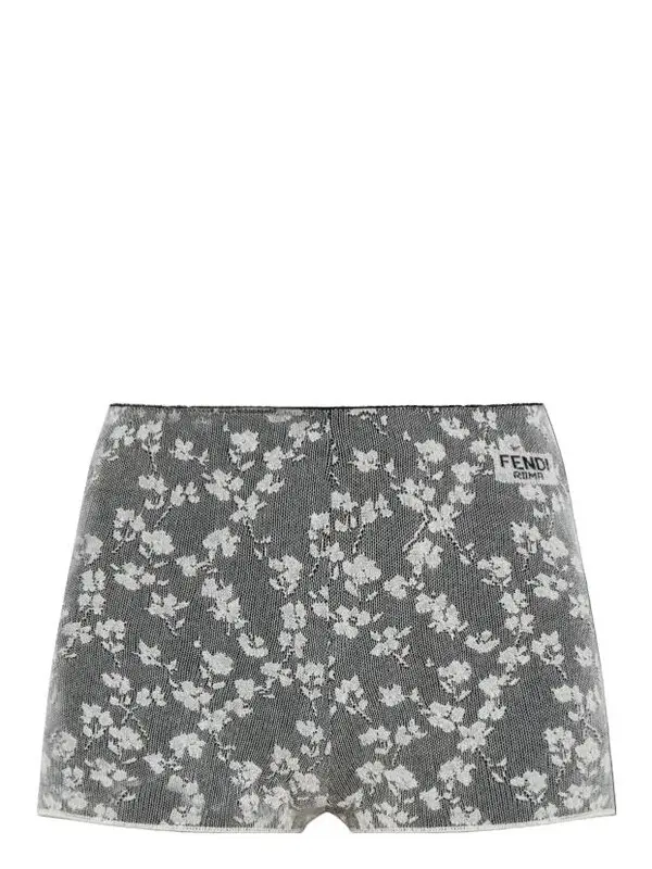 Fendi Lace Shorts With Allover Floral Pattern - Grey