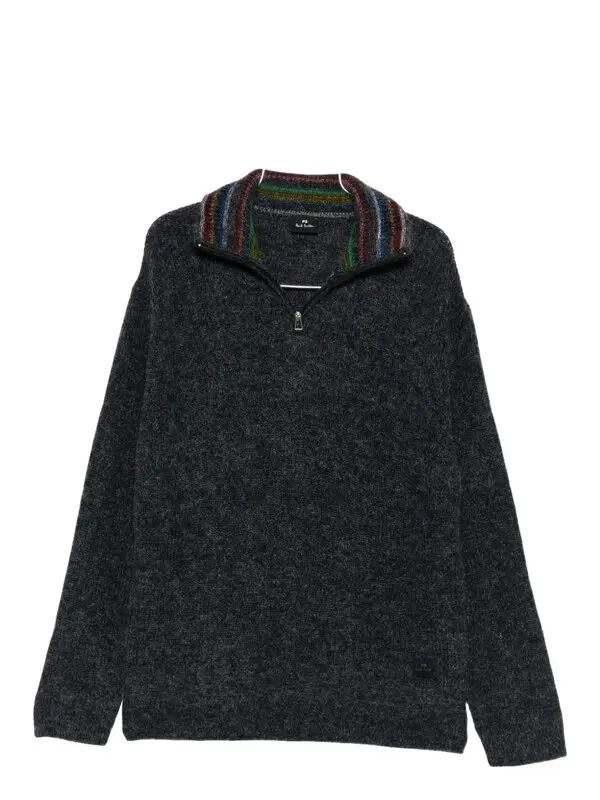 Paul Smith Half-zip Striped Collar Jumper - Black