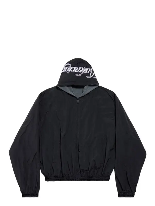 Balenciaga Reversible Tracksuit Jacket With Cursive Logo - Black