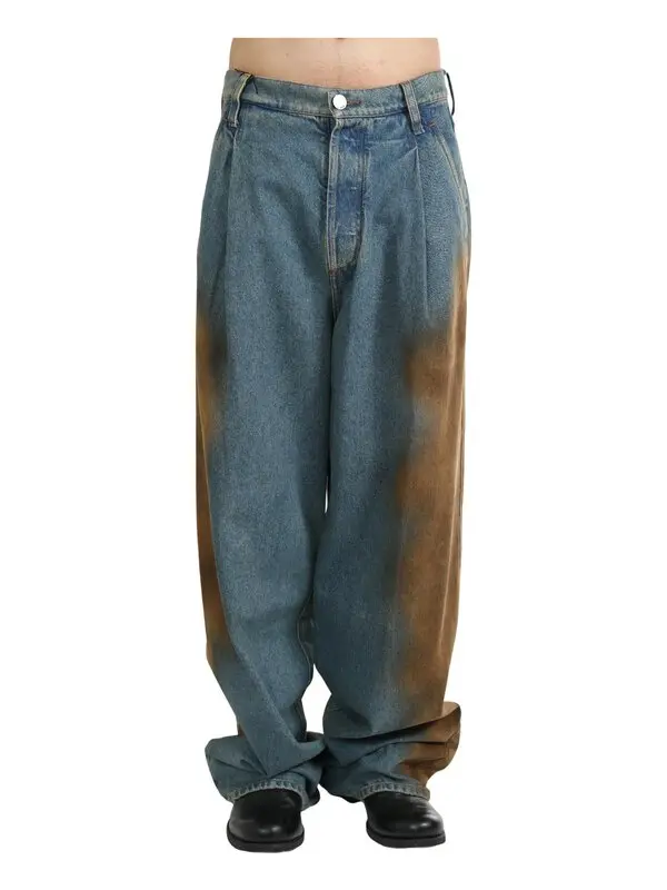 UMA WANG Tie-dyed Printed Jeans - Blue