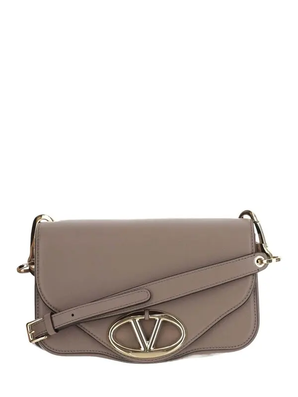 Valentino Garavani Vlogo Signature Curved Shoulder Bag - Gray