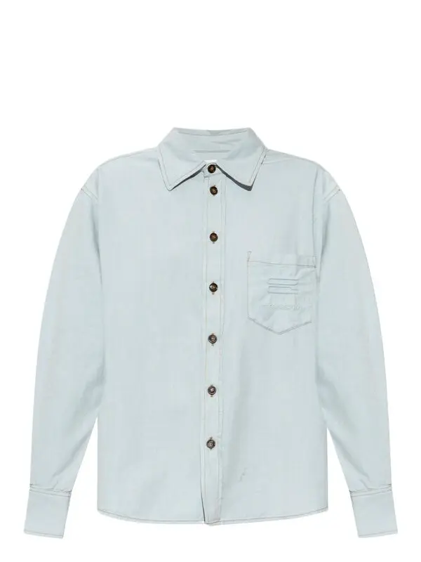Victoria Beckham Logo-embossed Shirt - Light Blue