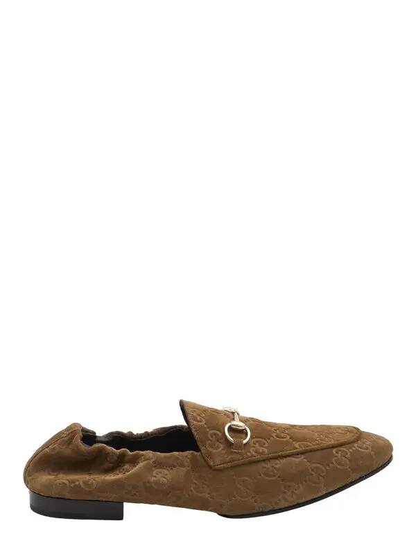 Gucci Gg Logo Horsebit Loafers - Brown