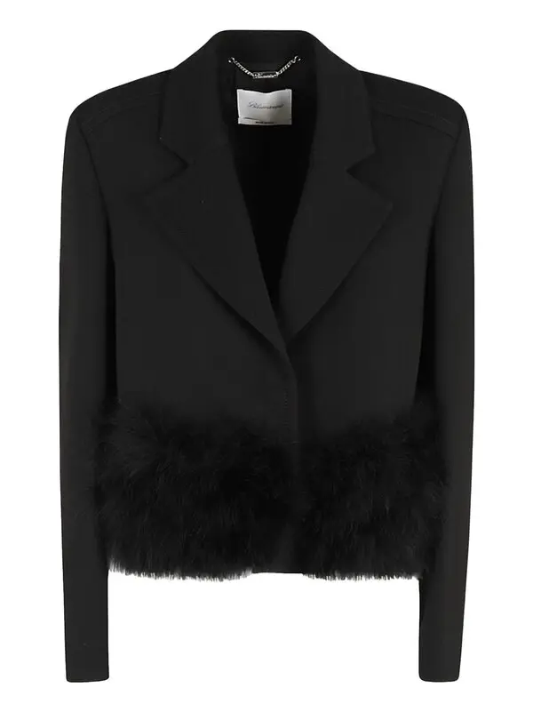 Blumarine Feather-trim Blazer - Black