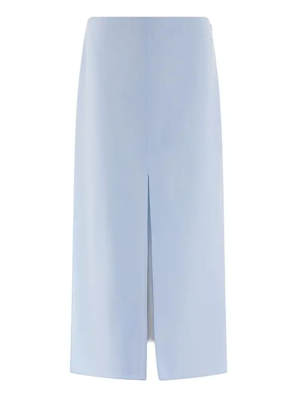 FERRAGAMO Wool Layered Skirt With Slits - Light Blue