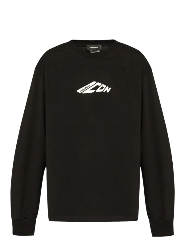 Dsquared2 Logo Printed Long-sleeved T-shirt - Black