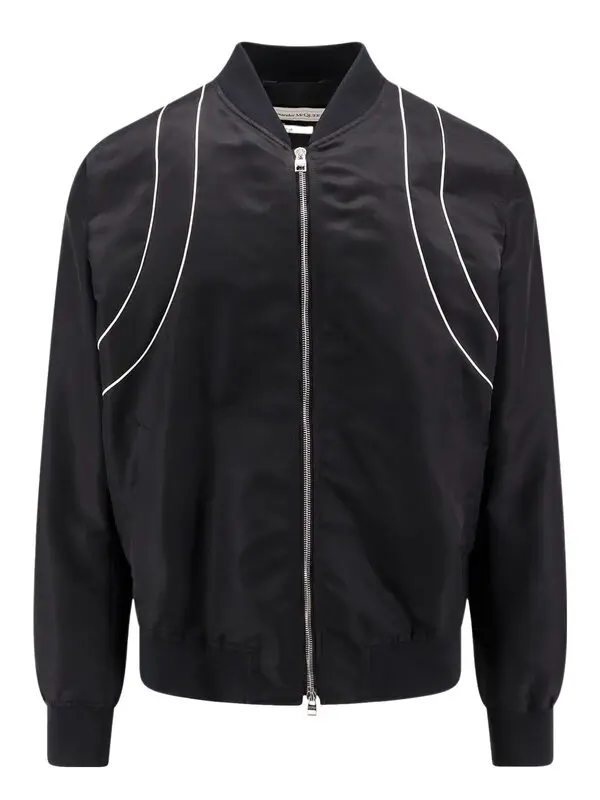 Alexander McQueen Trimmed Zip-up Bomber Jacket - Black