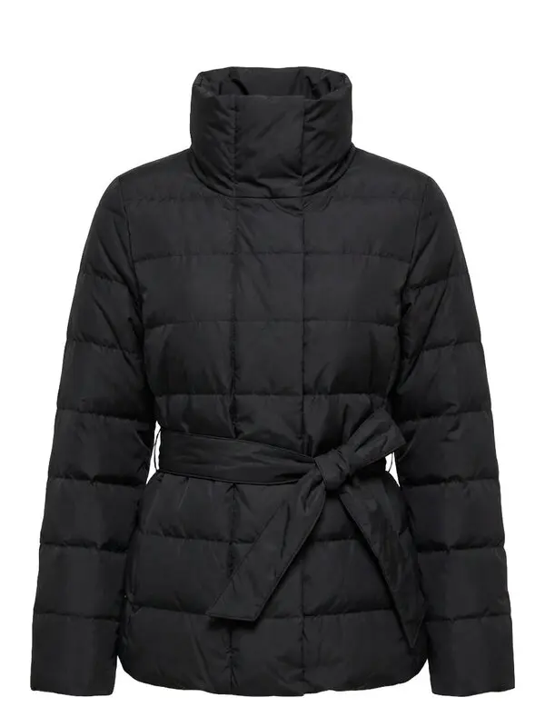 Max Mara Long-sleeved Quilted Down Jacket With Lace Detail - Black