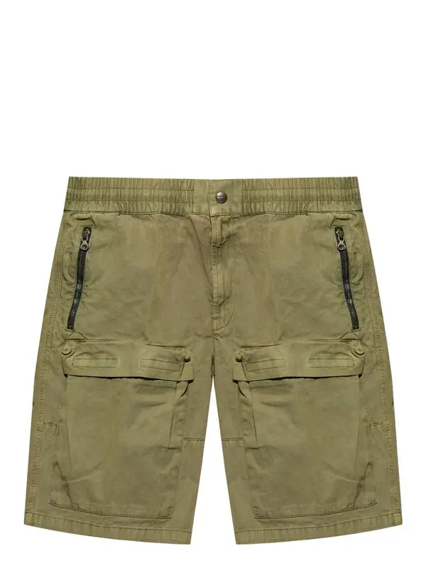 DIESEL® Cotton Cargo Shorts With Zipper Pockets - Green