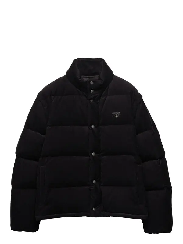 Prada Triangle-logo Button-up Down Jacket - Black