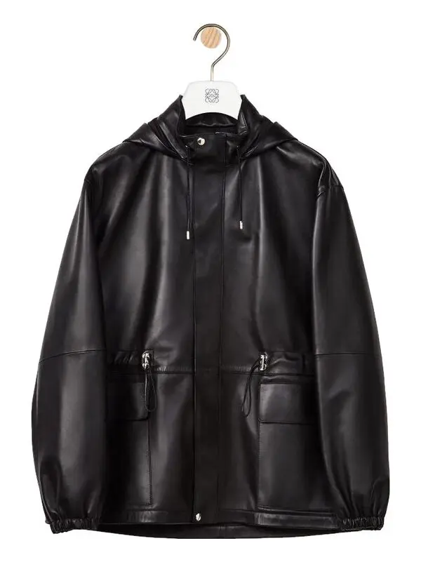 Loewe Hooded Nappa Leather Jacket - Black