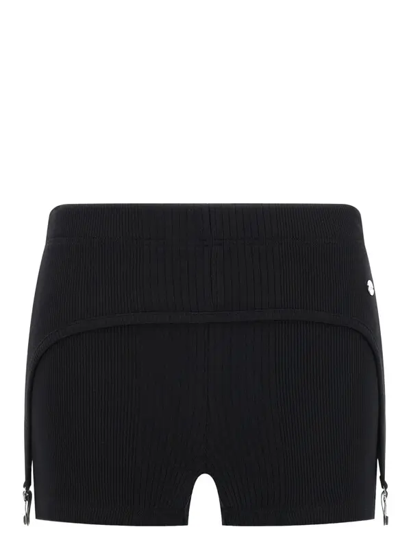 JEAN PAUL GAULTIER Ribbed Shorts With Garter Detailing - Black