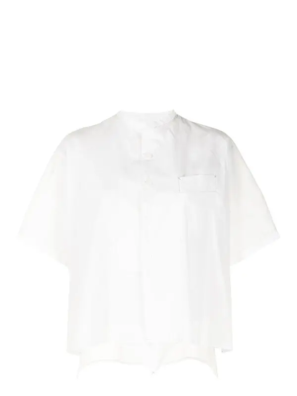 Y’s Draped Shirt With Round Collar - Offwhite