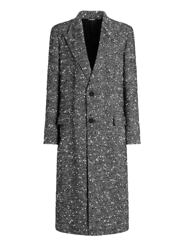 Dolce & Gabbana Single-breasted Herringbone Coat - Black
