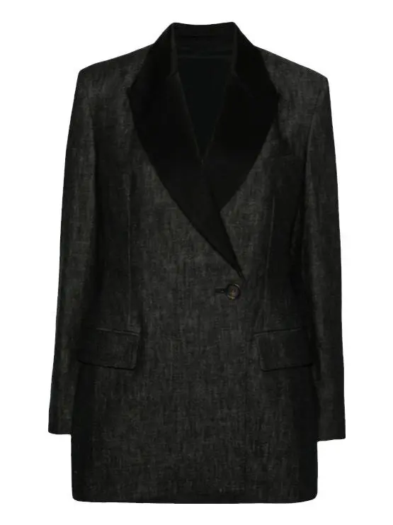 Brunello Cucinelli Double-breasted Denim Blazer - Dark Denim