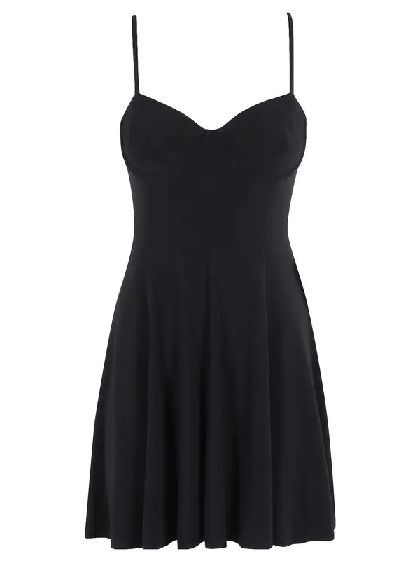 Norma Kamali Mini Dress With Sweetheart Neckline And Spaghetti Straps - Black