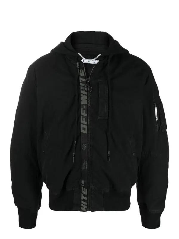 Off-White Logo-print Cotton Bomber Jacket - Black