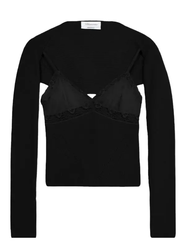 Blumarine Lace-panel Knitted Top - Black