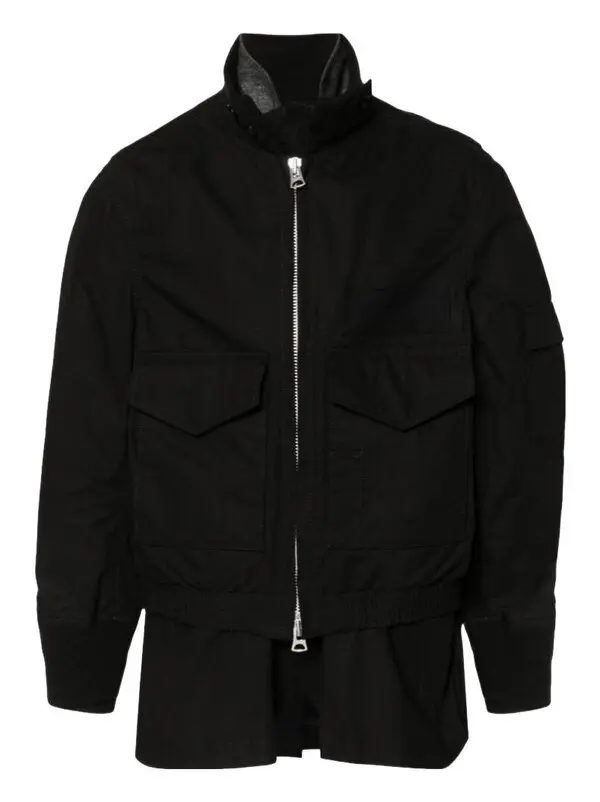Sacai Rip Stop Zip-up Bomber Jacket - Black