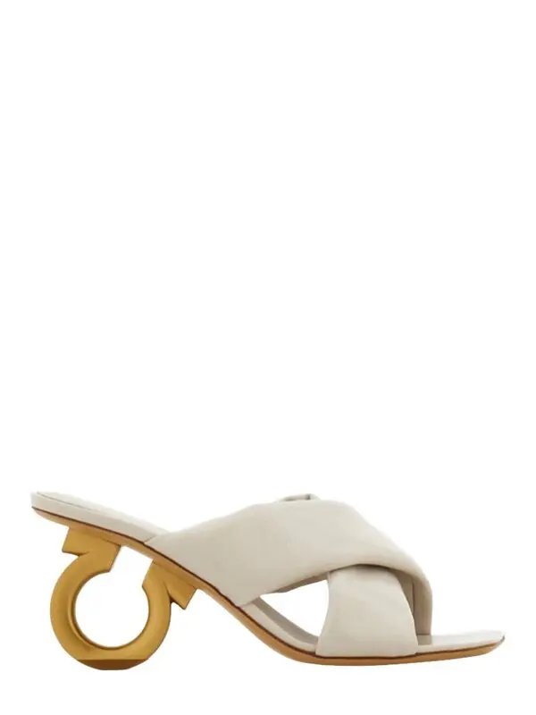 FERRAGAMO Zilda 70 Gancini Heel Sandals - White