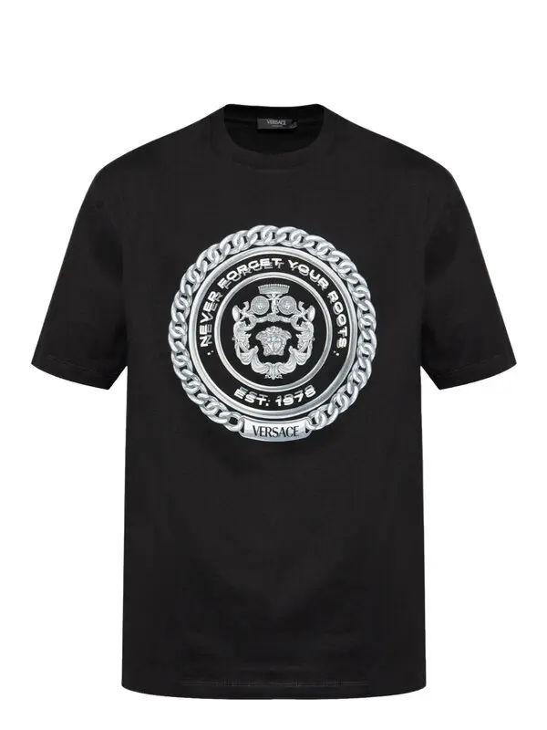 Versace Never Forget-printed Crewneck T-shirt - Black
