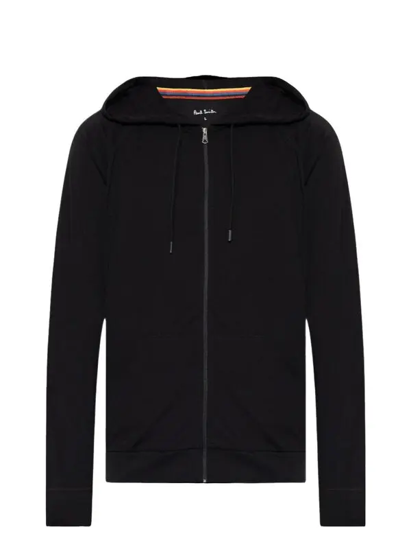 Paul Smith Zip Lounge Hoodie With Stripe Detail - Black