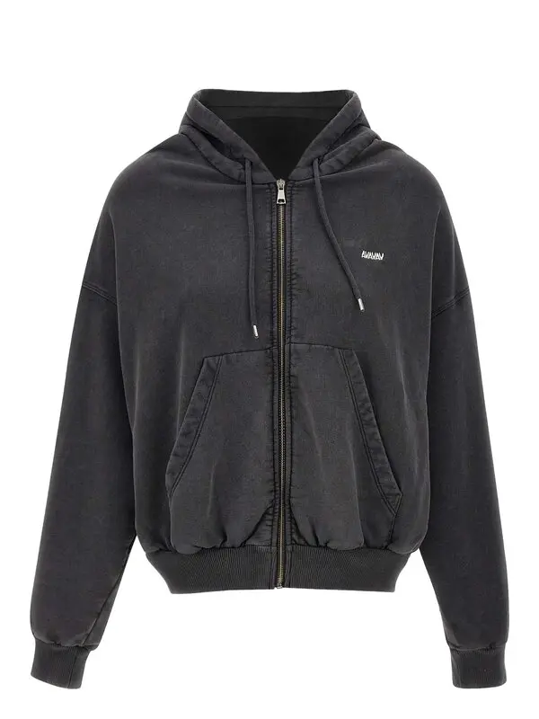 AVAVAV Hooded Long Sleeve Zip-up Sweater - Black