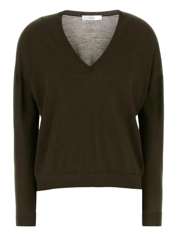 Co Cropped V-neck Sweater - Black