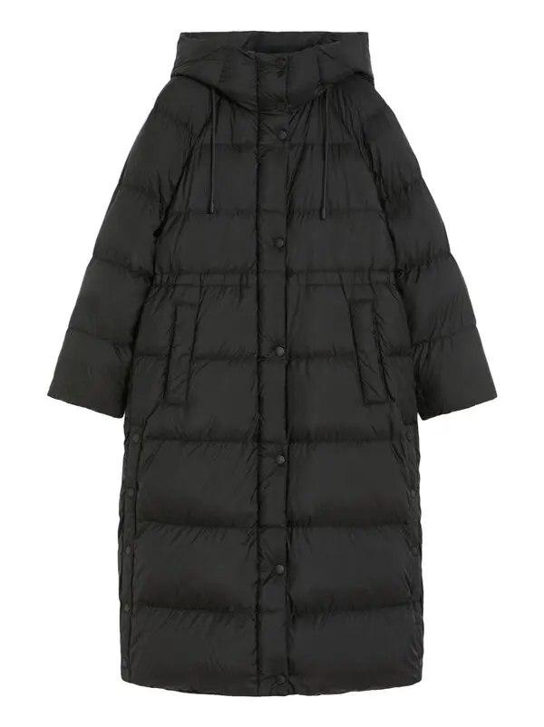Max Mara Long Quilted Down Jacket With Hood - Black