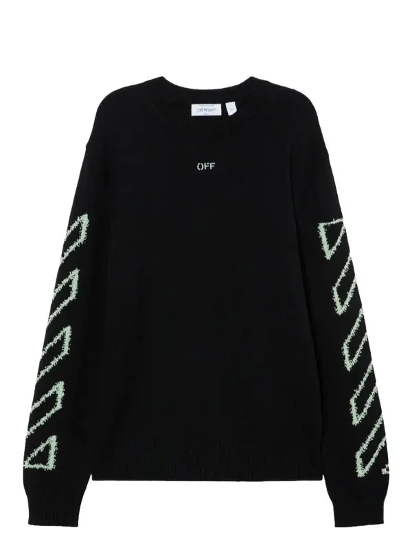 Off-White Diagonal Arrows Fuzzy Knit Sweater - Black