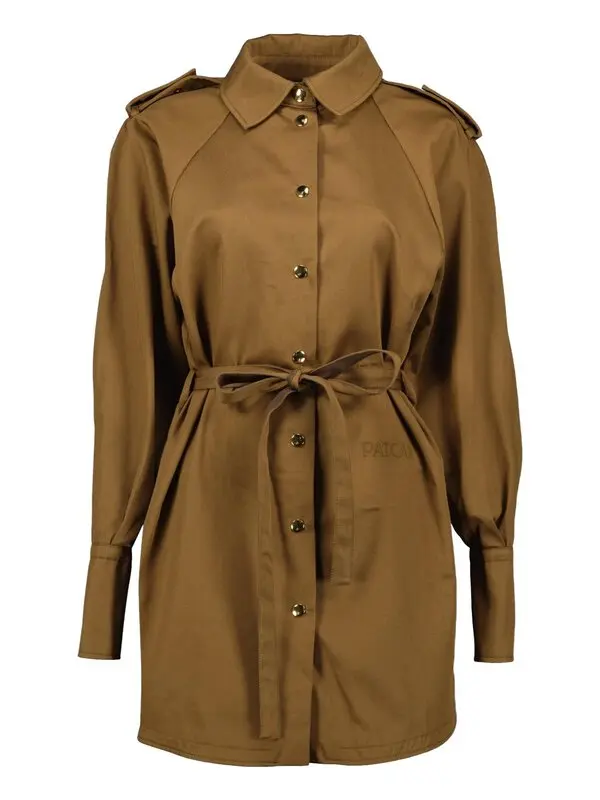 PATOU Long Sleeve Mini Shirt Dress - Brown