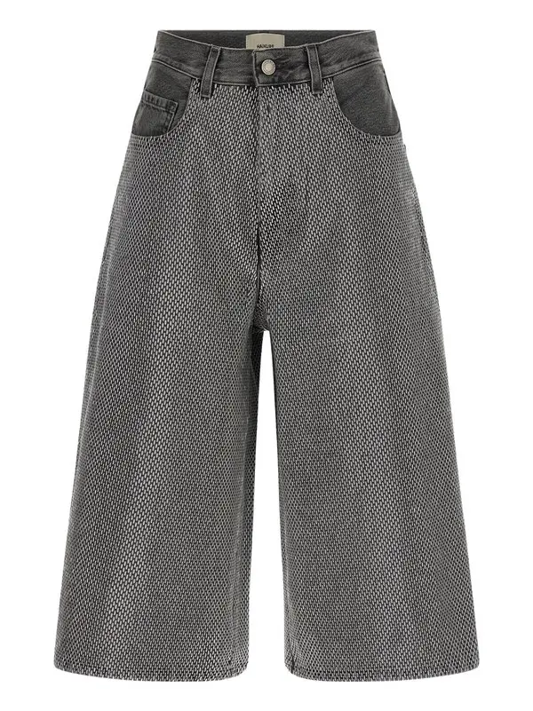 HAIKURE Studded Wide-leg Bermuda Shorts - Black