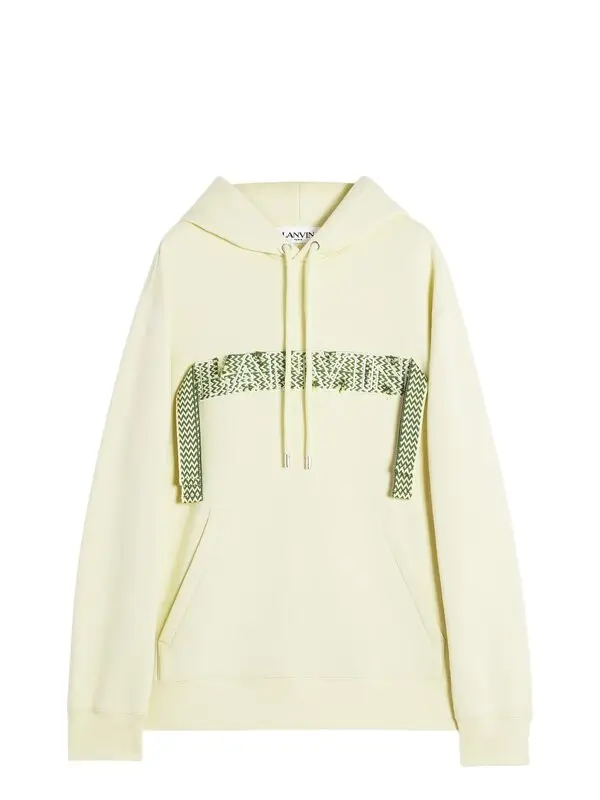 LANVIN Logo Embroidered Lace Detail Hoodie - White