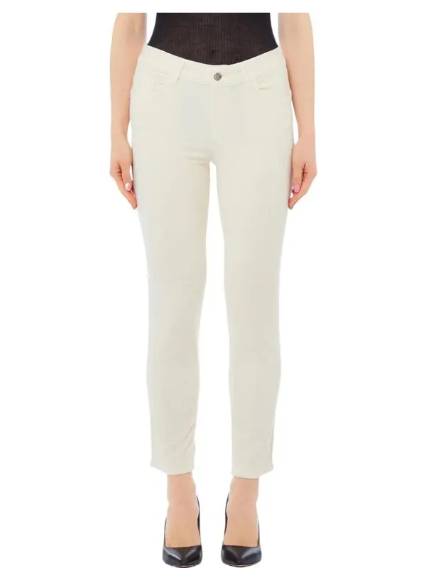 Liu Jo High-waisted Corduroy Pants With Logo Patch - White