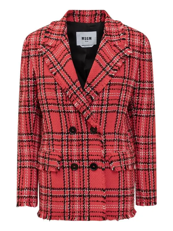 MSGM Double-breasted Checked Blazer - Red