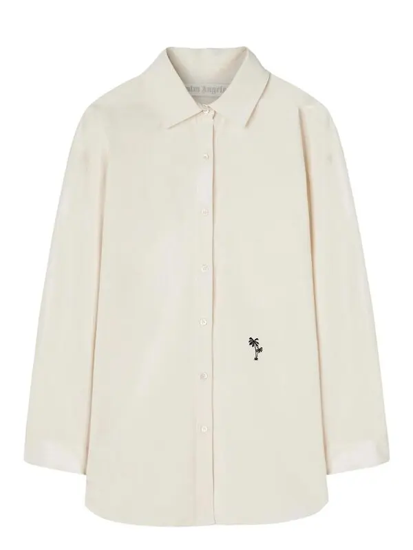 Palm Angels Embroidered Long-sleeve Shirt - White