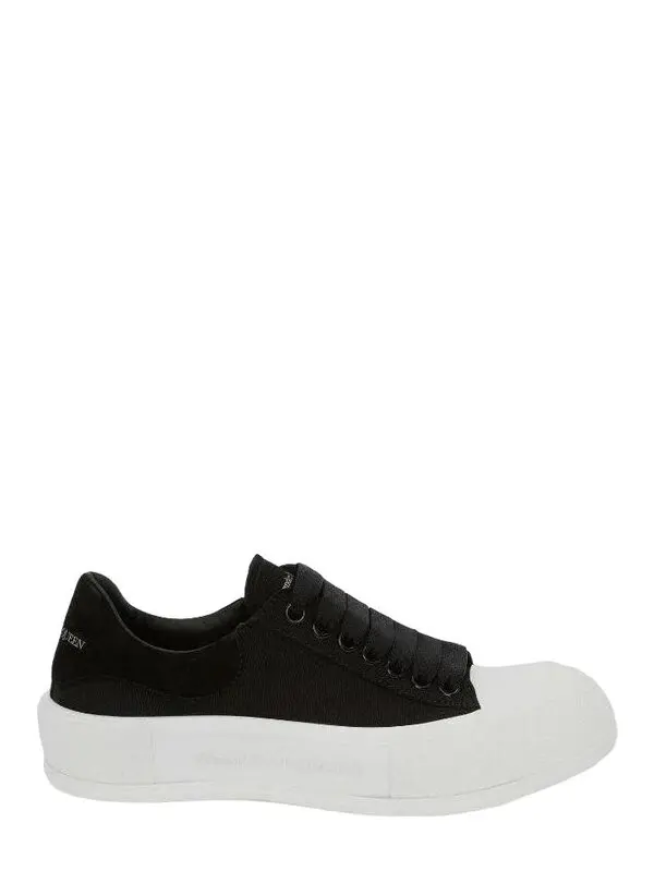 Alexander McQueen Lace-up Round Toe Sneakers - Black