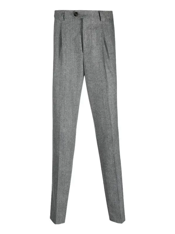 Brunello Cucinelli Pressed-crease Virgin Wool Trousers - Gray