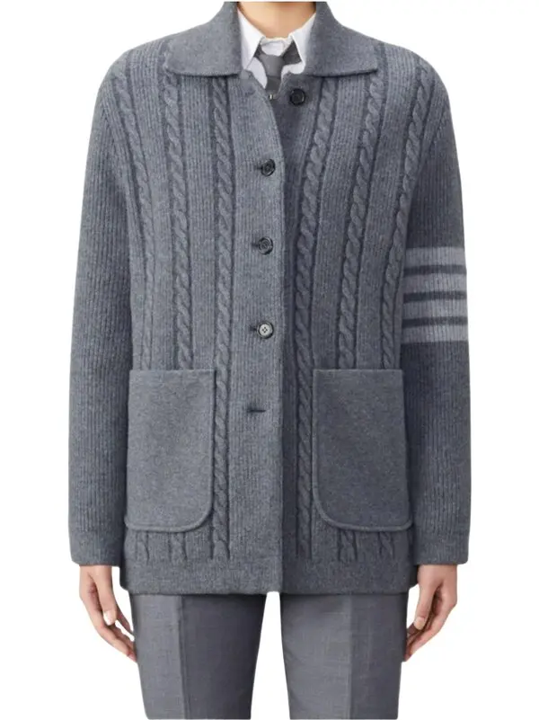 Thom Browne Cable-knit Bomber Jacket - Medium Gray