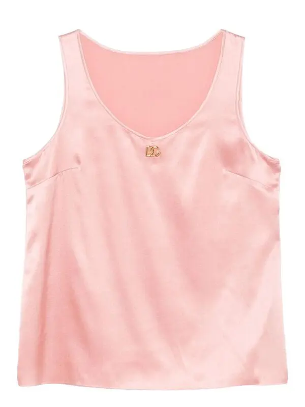 Dolce & Gabbana Dg Logo Pin Satin Tank Top - Pink