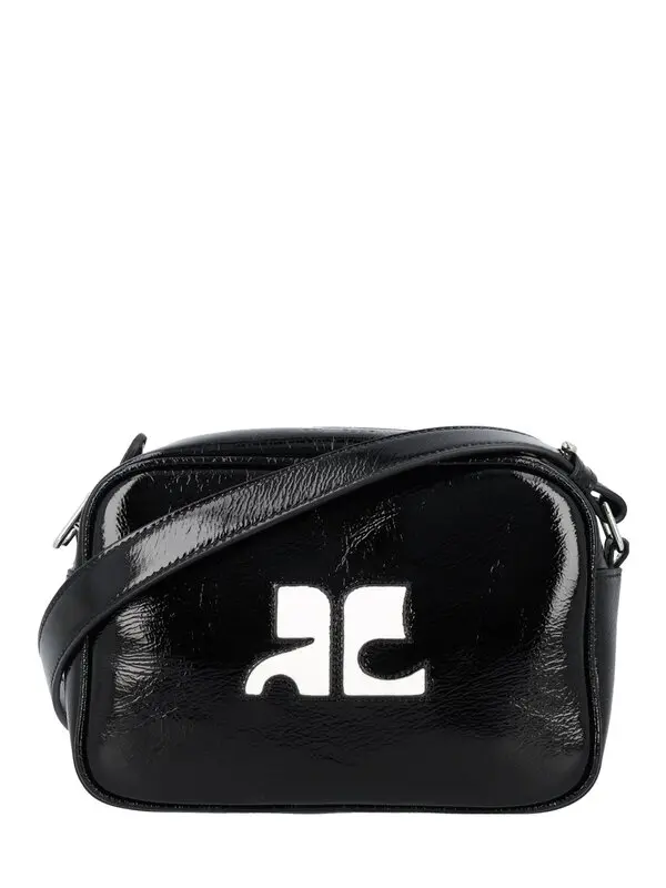 COURREGES Reedition Naplack Logo Patch Mini Shoulder Bag - Black