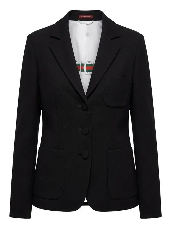 Gucci Single-breasted Cotton Jersey Jacket With Double G Lining - Black