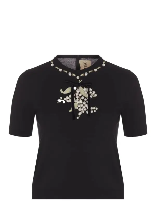 Valentino Garavani Embellished Bow Knitted Sweater - Black